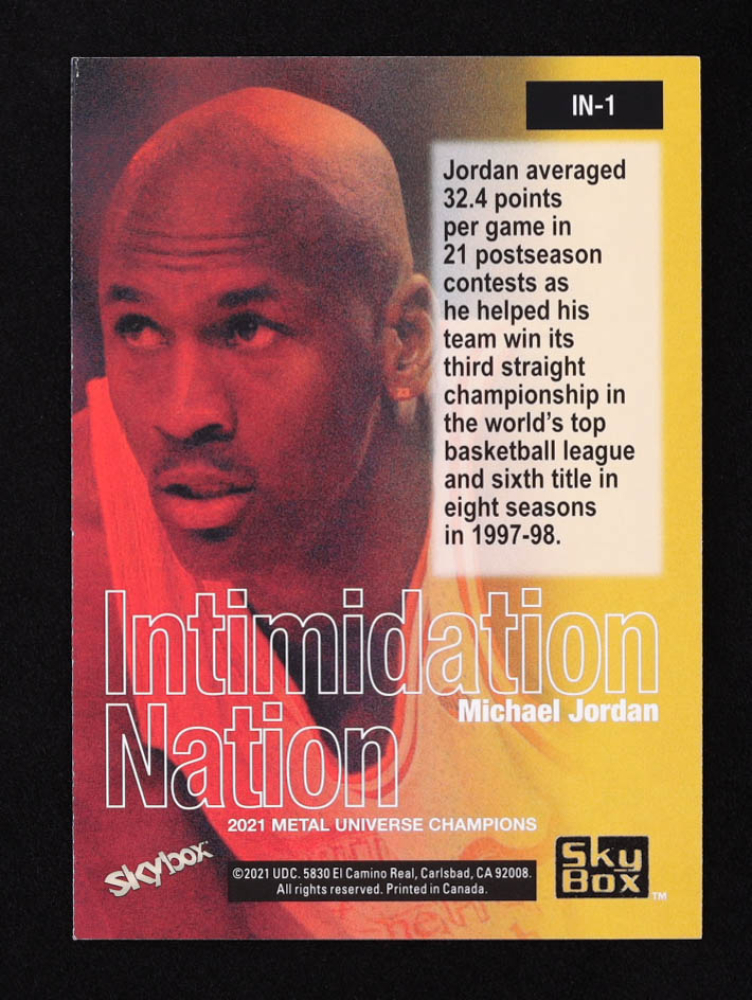 Michael Jordan 2021 Metal Universe Champions Intimidation Nation #IN1 ...