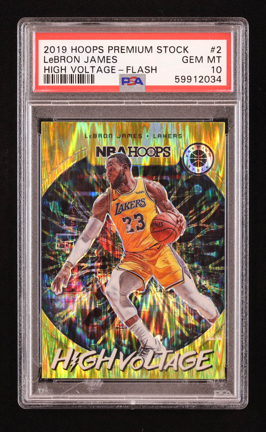 LeBron James 2019-20 Hoops Premium Stock High Voltage Flash #2 (PSA 10 ...