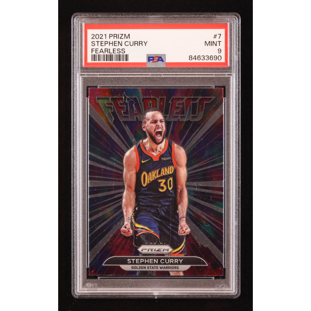 Stephen Curry 2021-22 Panini Prizm Fearless #7 (PSA 9) | Pristine Auction