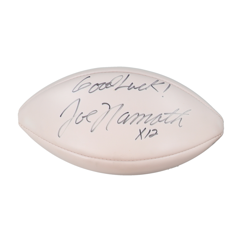 Joe Namath Signed Baden Football Inscribed "Good Luck!" & "X12" (JSA ...