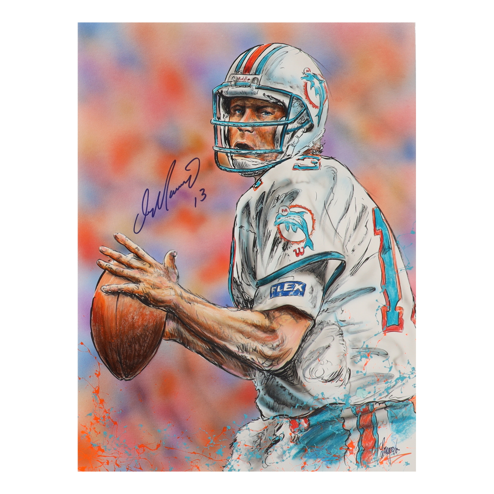 Dan Marino & Gary Longordo Signed Dolphins Original Artwork (JSA & PA ...