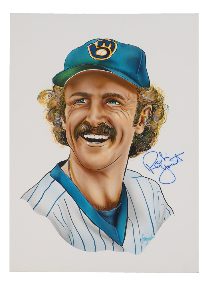 Robin Yount & Gary Longordo Signed Brewers Original Artwork (JSA & PA ...