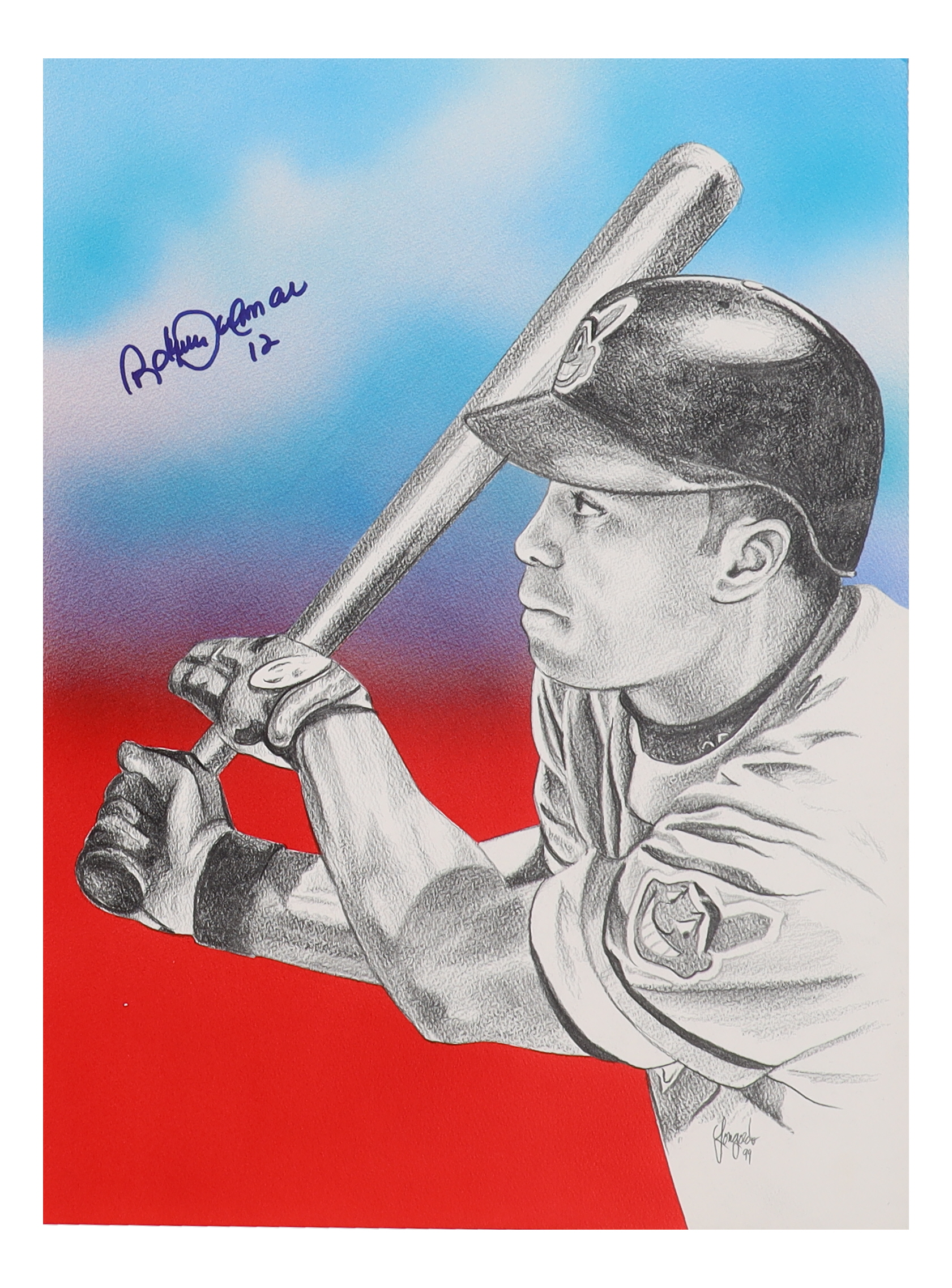 Roberto Alomar & Gary Longordo Signed Indians Original Artwork (JSA ...