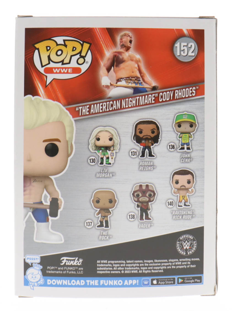 Cody Rhodes Signed WWE #152 "The American Nightmare" Cody Rhodes Funko ...