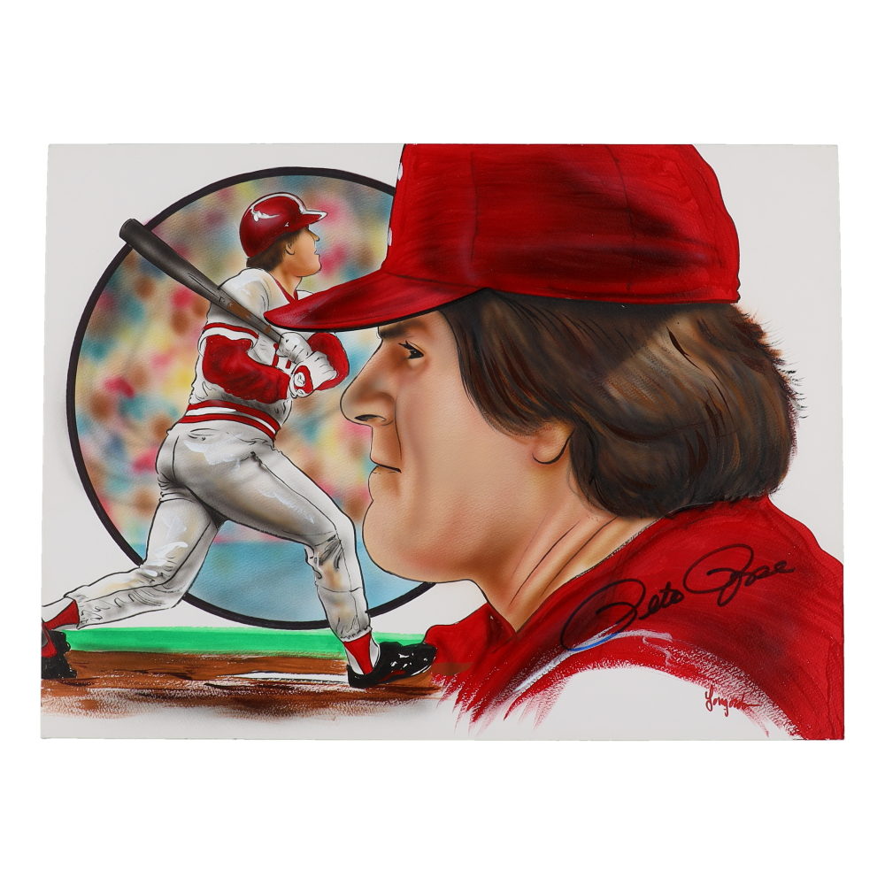 Pete Rose & Gary Longordo Signed Reds Original Artwork (JSA & PA ...