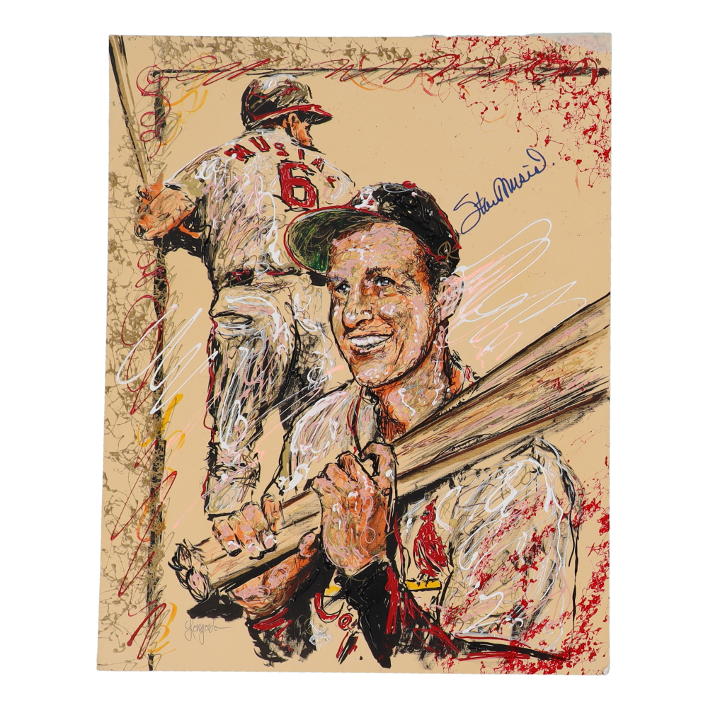 Stan Musial & Gary Longordo Signed Cardinals Original Artwork (JSA & PA ...