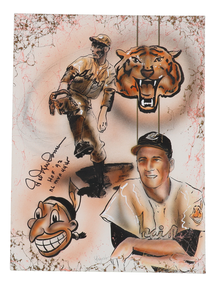 Hal Newhouser & Gary Longordo Signed Indians Original Artwork Inscribed ...