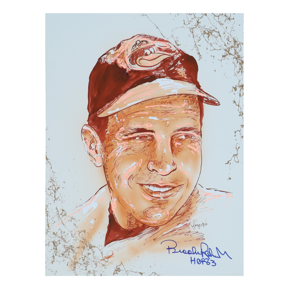 Brooks Robinson & Gary Longordo Signed Orioles Original Artwork Inscribed "HOF 83" (JSA & PA ...