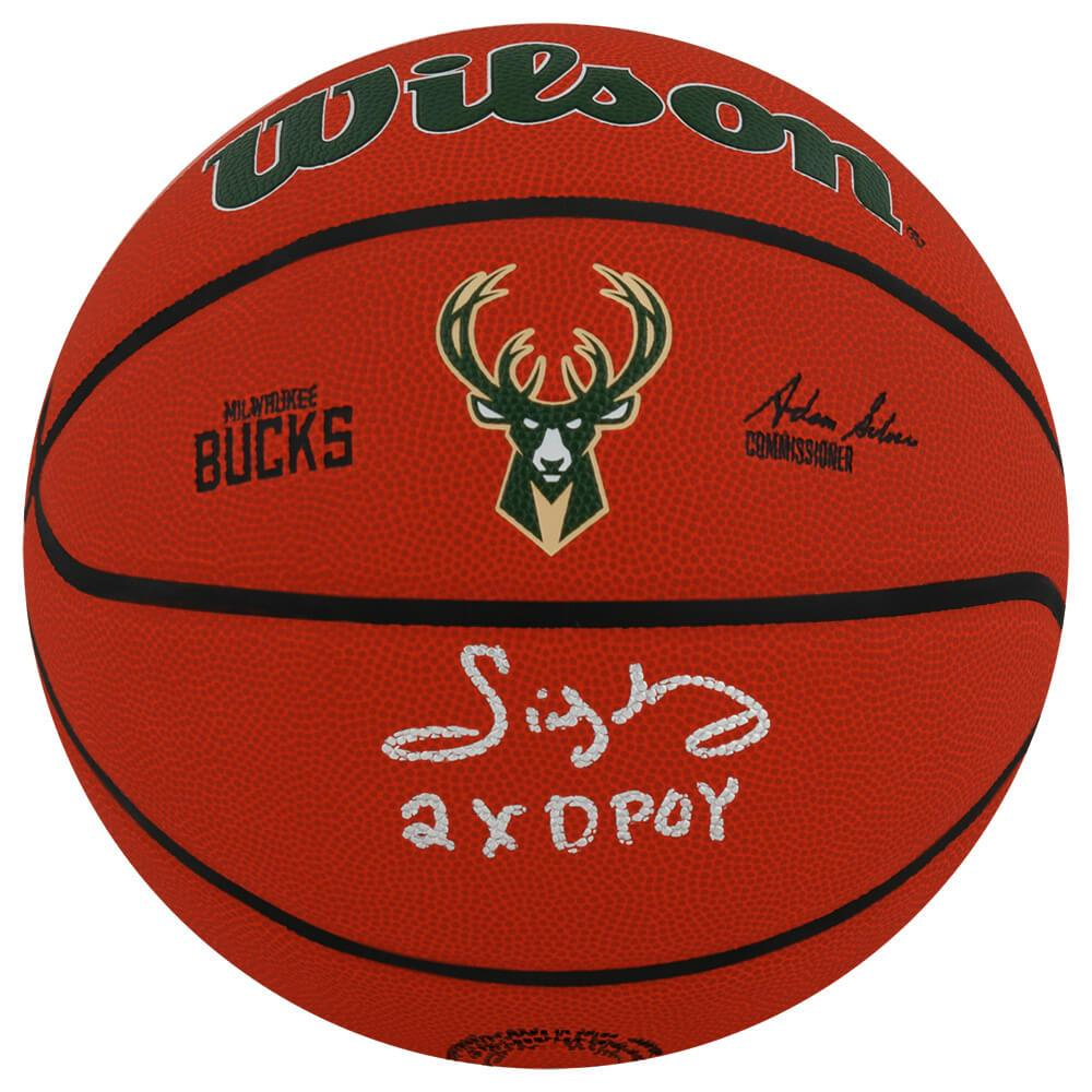 Sidney Moncrief Signed Bucks Logo Basketball Inscribed "2x DPOY ...