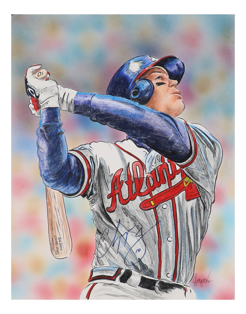 Chipper Jones & Gary Longordo Signed Braves Original Artwork (JSA & PSA ...