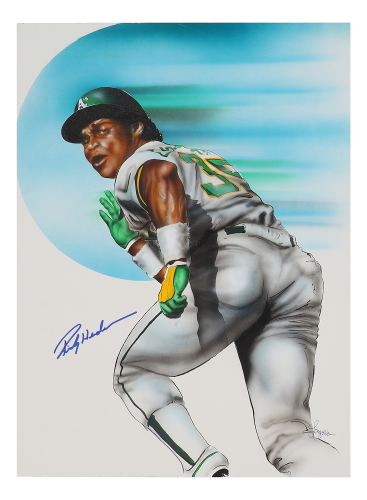 Rickey Henderson & Gary Longordo Signed Athletics Original Artwork (JSA ...