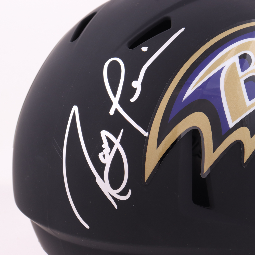 Ray Lewis Signed Ravens Matte Black Full-Size Speed Helmet (Beckett ...