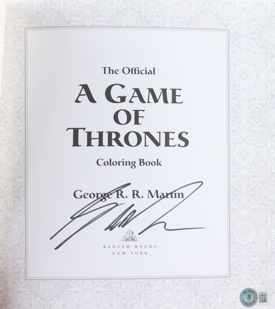 George R.R. Martin Signed "A Game of Thrones" Coloring Book (Beckett ...