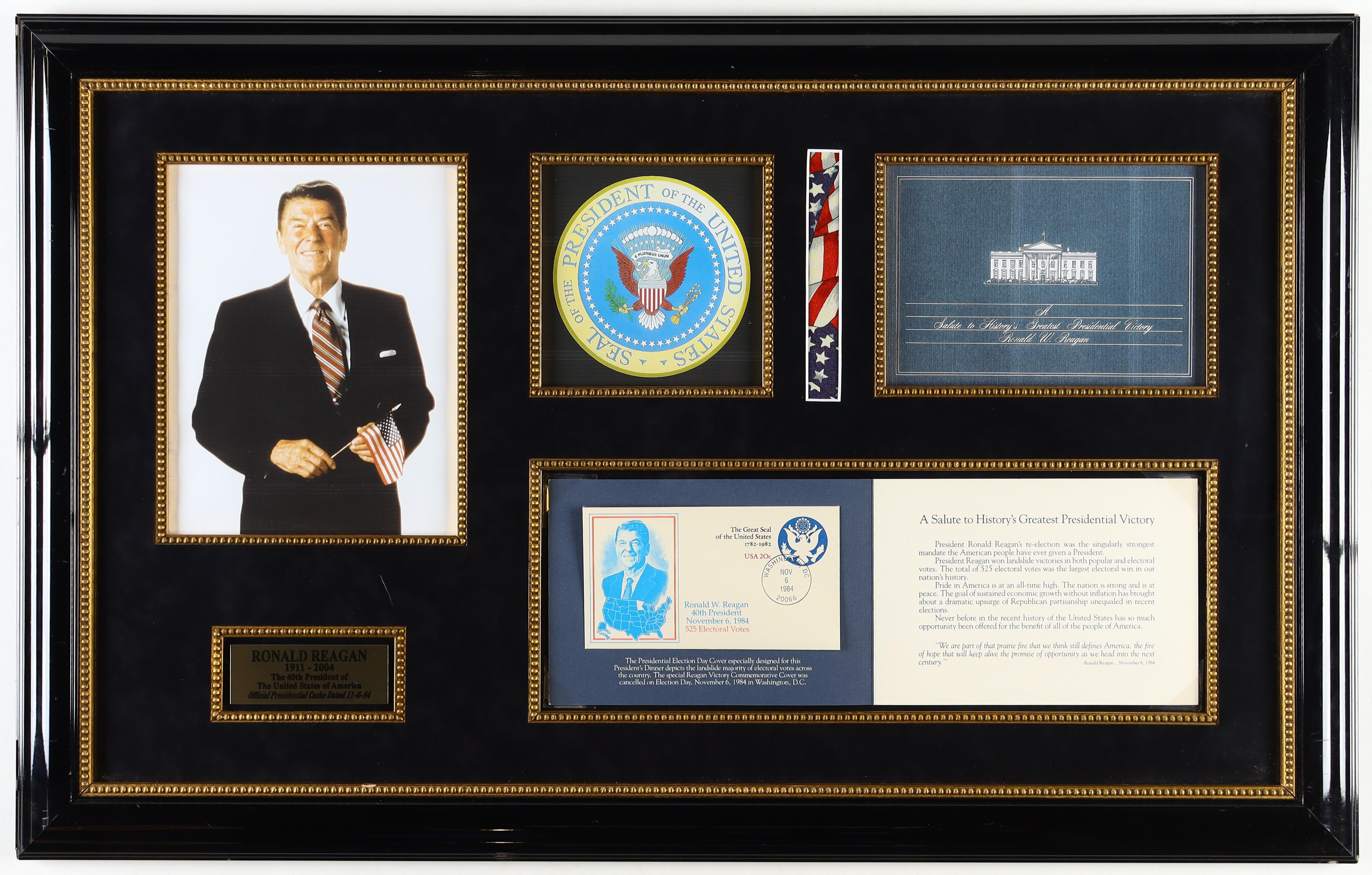 Ronald Reagan Custom Framed Photo Display with 1984 Election Day Cover ...