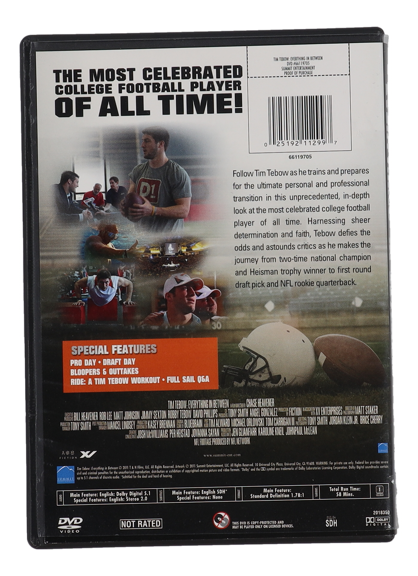 Tim Tebow Signed "Tim Tebow Everything In Between" DVD Case (Tebow ...