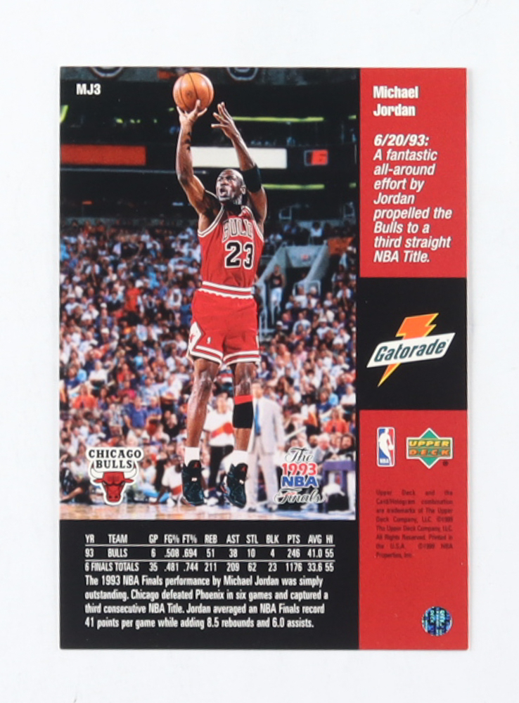 Michael Jordan 1999 Upper Deck Michael Jordan Gatorade Jumbo Card #MJ3 ...