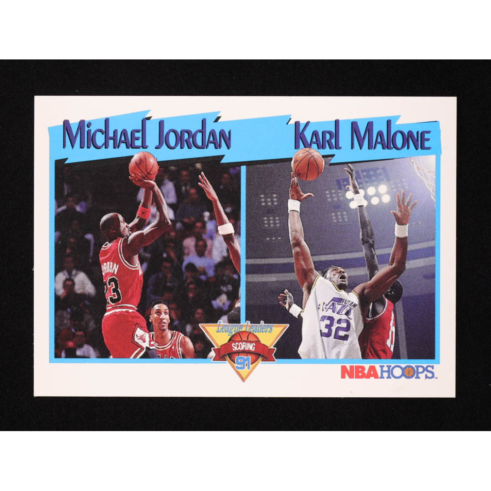 Michael Jordan / Karl Malone 1991-92 Hoops #306 / Scoring Leaders ...