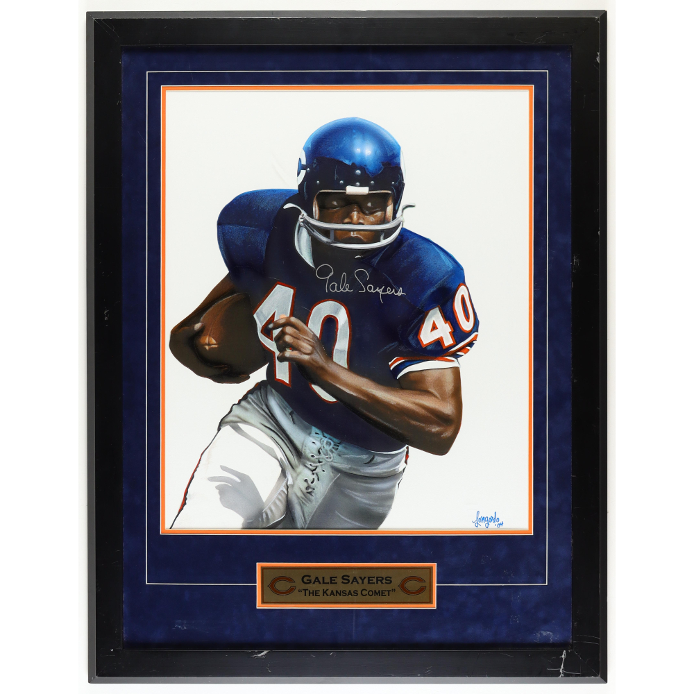 Gale Sayers Signed Gary Longordo Custom Framed Print Display (JSA ...