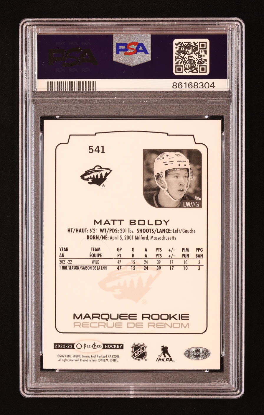 Matt Boldy Signed 2022-23 O-Pee-Chee Rainbow #541 RC #112/350 (PSA ...