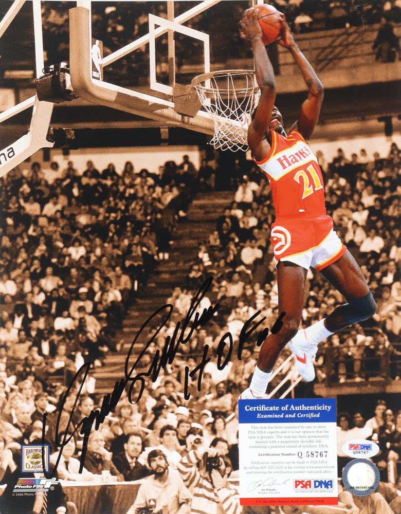 Dominique Wilkins Signed Hawks 11x14 Photo Inscribed "HOF 06" (PSA ...