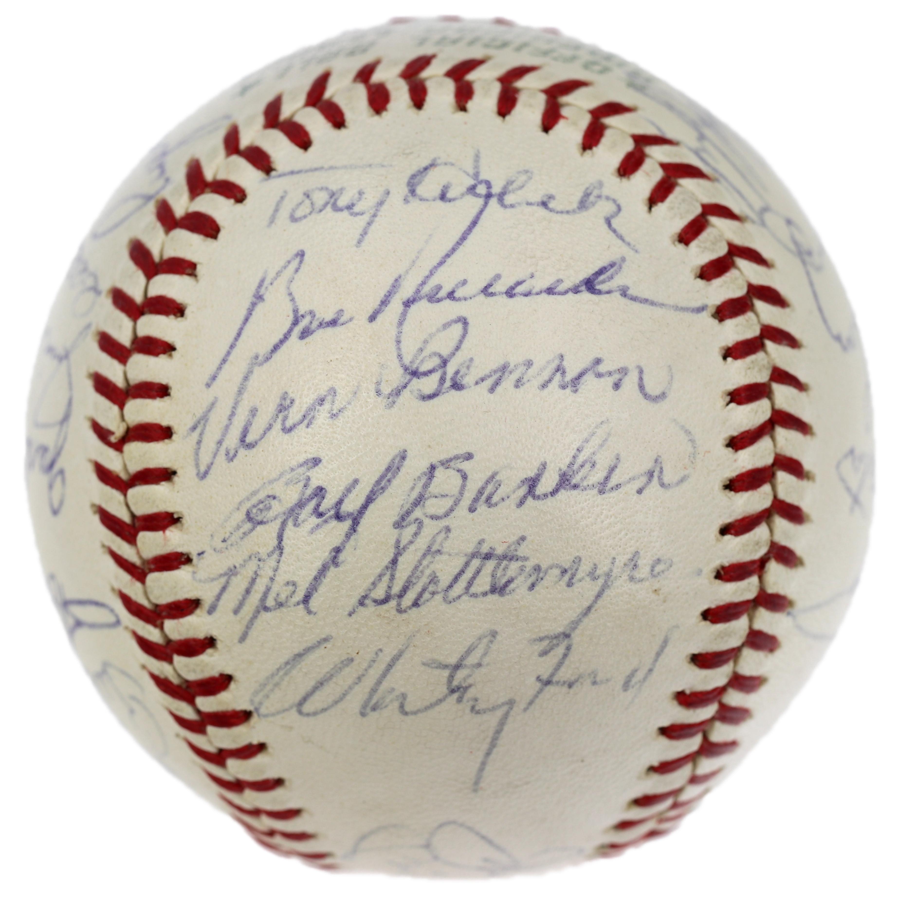 1965 Yankees OAL Baseball Team-Signed By (27) with Mickey Mantle, Roger ...