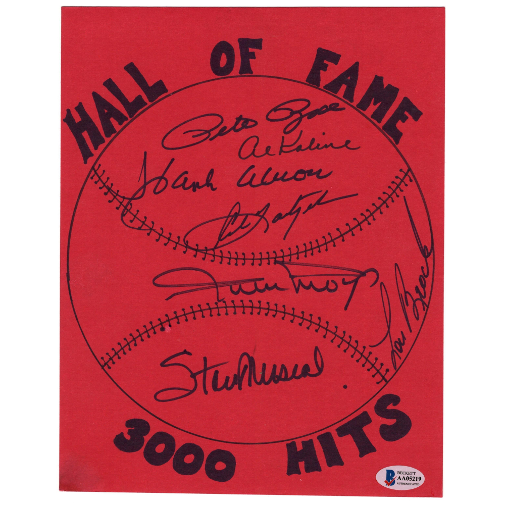 3,000th Hit Club 8x10 Sheet Signed By (7) with Hank Aaron, Willie Mays ...