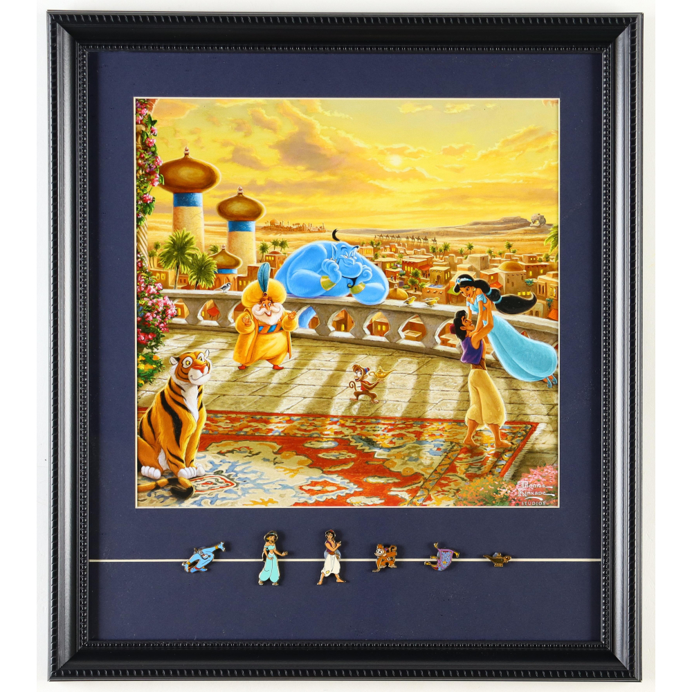 Thomas Kinkade "Aladdin" Custom Framed Print Display with Complete Set ...