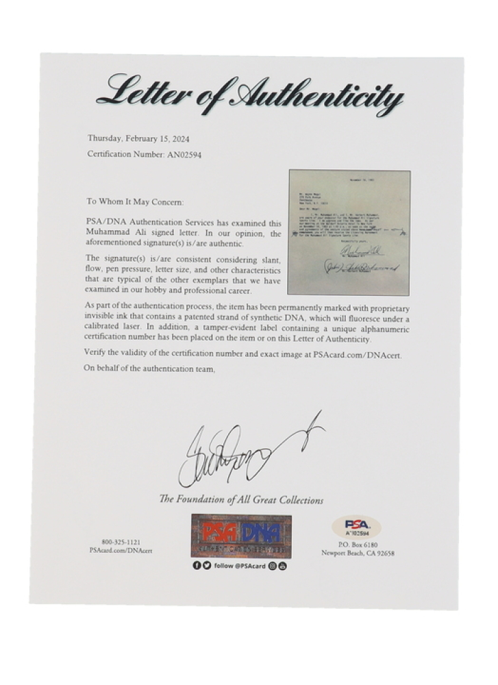 Muhammad Ali Signed Original 1983 Signature Sports Line Agreement ...