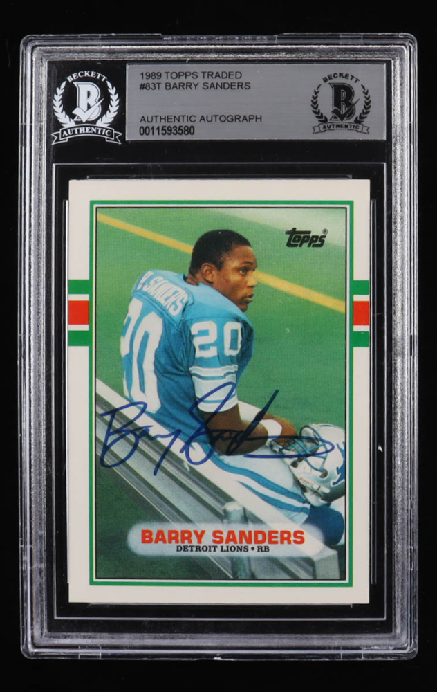 Barry Sanders Signed 1989 Topps Traded #83T RC (BGS) | Pristine Auction