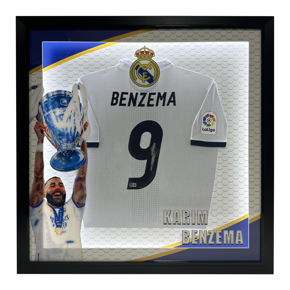 Karim Benzema Signed Real Madrid Custom Framed 3D LED Jersey Display ...
