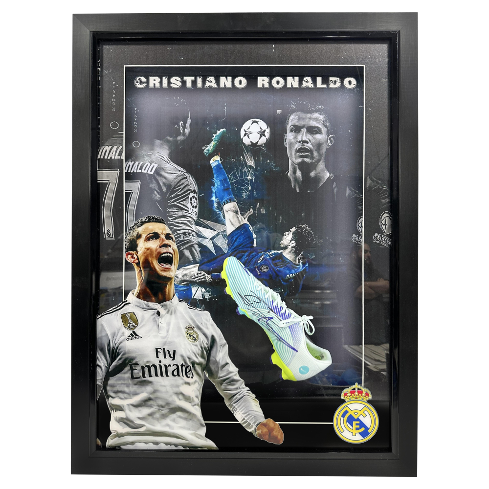 Cristiano Ronaldo Signed Real Madrid Custom Framed 3D LED Cleat Display ...