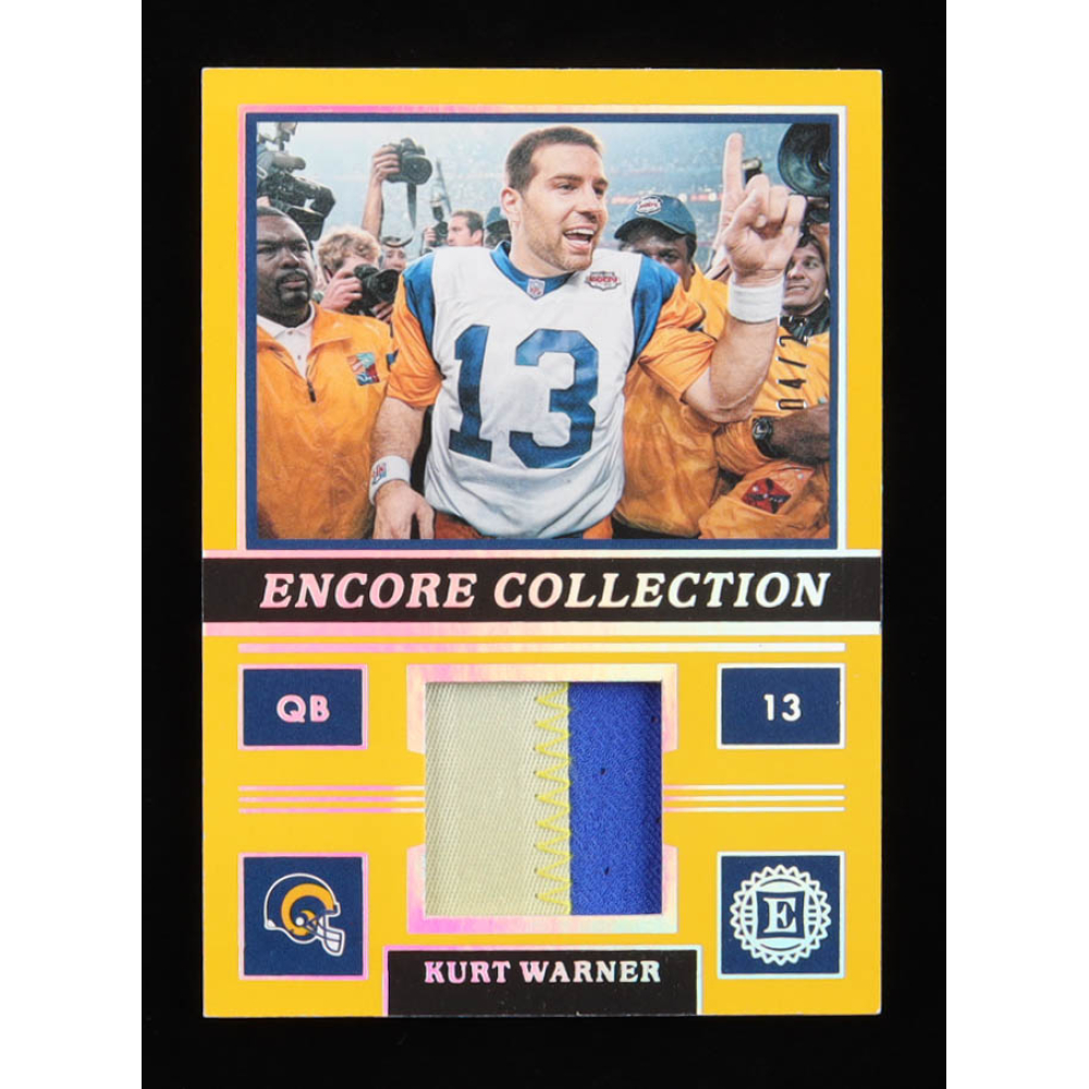 Kurt Warner 2022 Panini Encased Encore Collection Materials Gold #11 ...