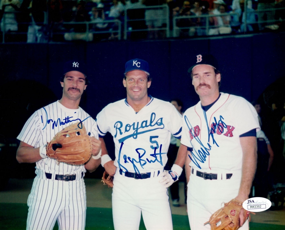 8x10 Photo Signed by (3) with Don Mattingly, George Brett, & Wade Boggs (JSA COA) | Pristine Auction