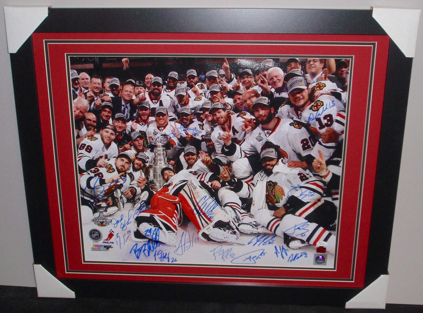 2012-13 Chicago Blackhawks 27x33 Custom Framed Photo Team-Signed by (18 ...