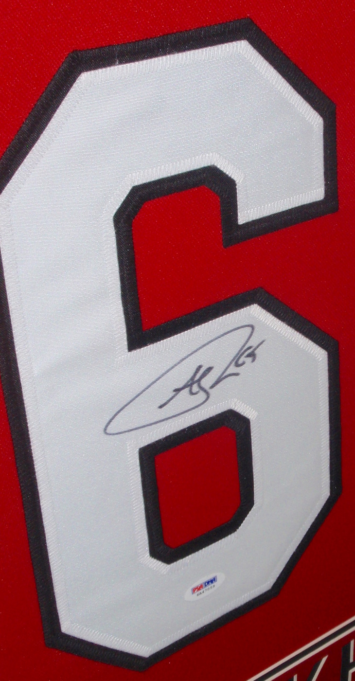 Andrew Shaw Signed Blackhawks 35x43 Custom Framed Jersey (PSA COA ...