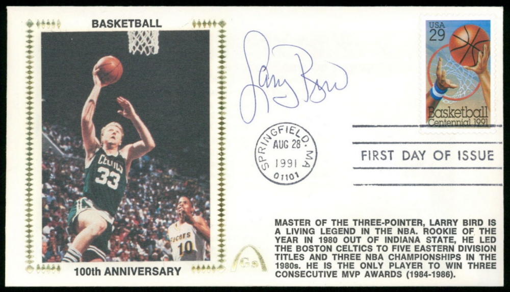 Larry Bird Signed "100th Anniversary" Gateway Stamp Company FDC ...