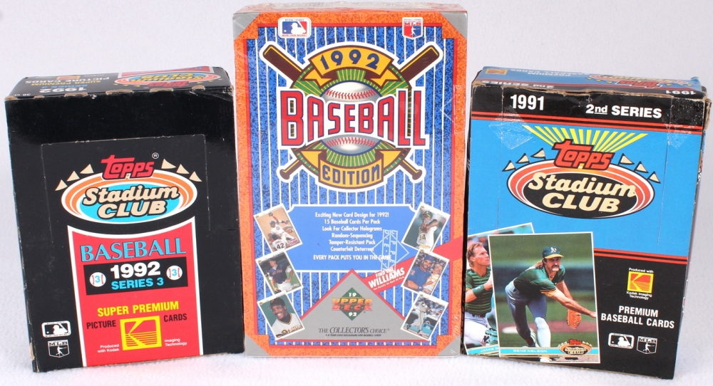Lot of (3) Boxes of Baseball Cards with 1992 Series 3 Topps Stadium ...