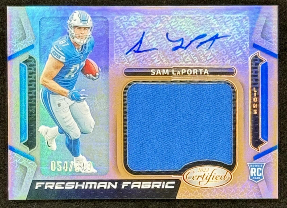 Sam LaPorta 2023 Certified Freshman Fabric Mirror Signatures Bronze #17 ...
