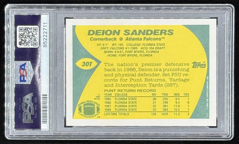 Deion Sanders 1989 Topps Traded #30T RC (PSA 9) | Pristine Auction