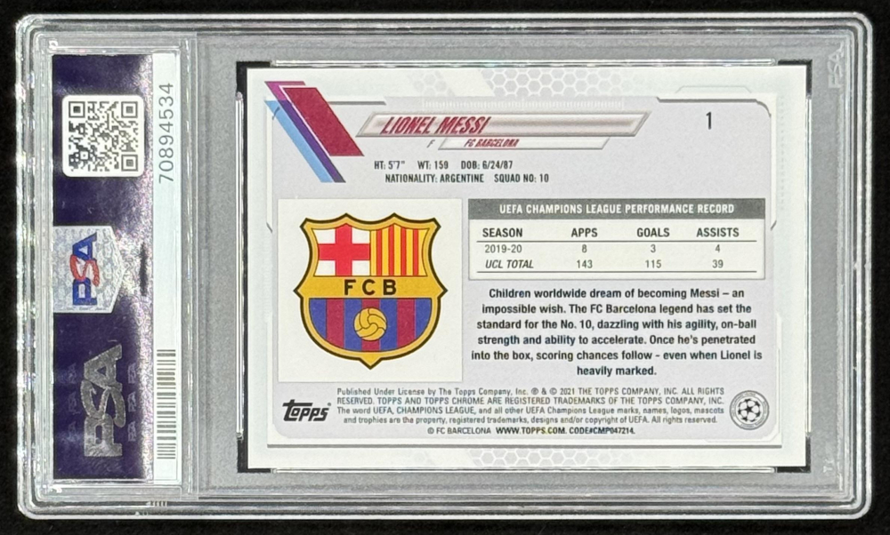Lionel Messi 2020-21 Topps Chrome Sapphire UEFA Champions League #1 ...