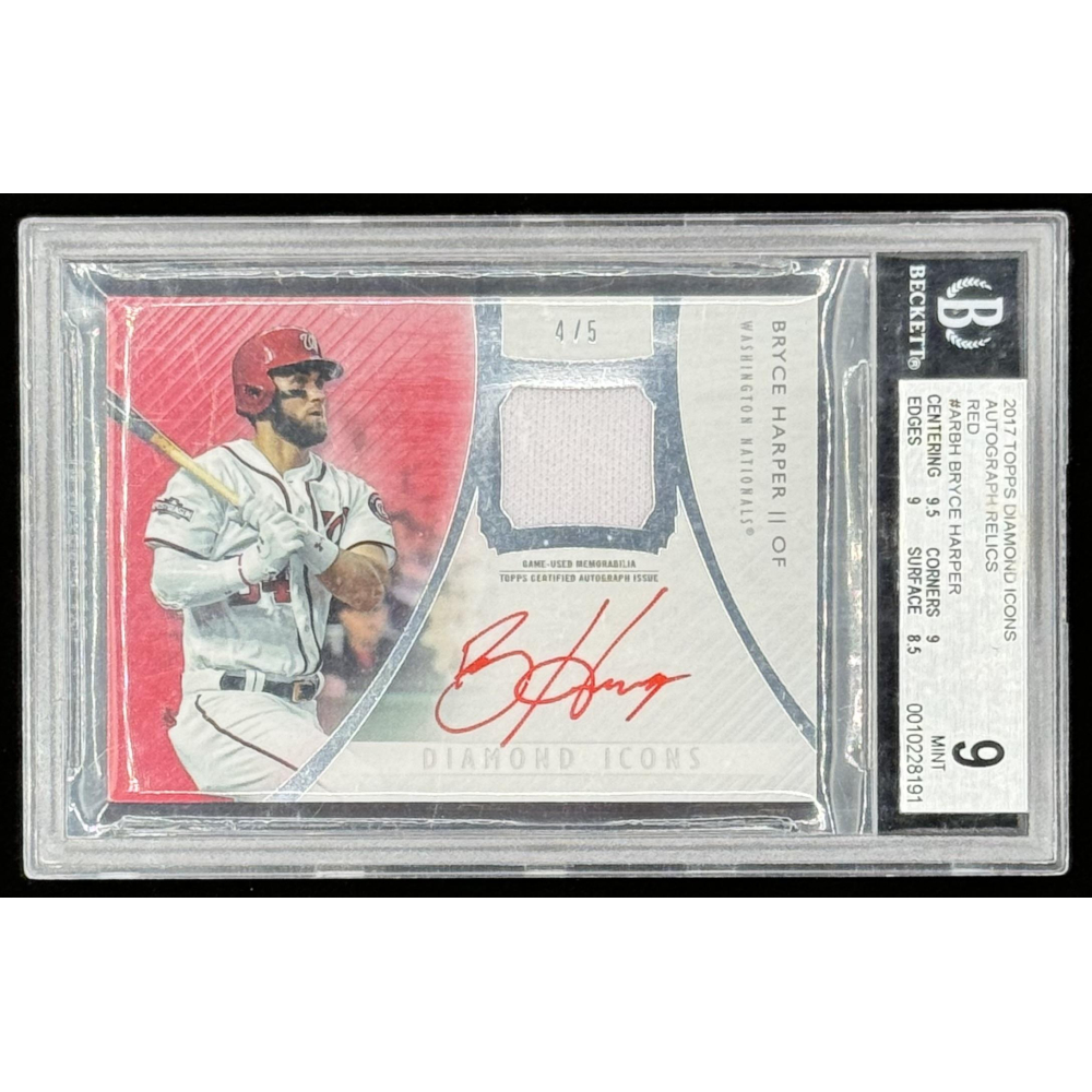 Bryce Harper 2017 Topps Diamond Icons Autograph Relics Red #ARBH #4/5 ...