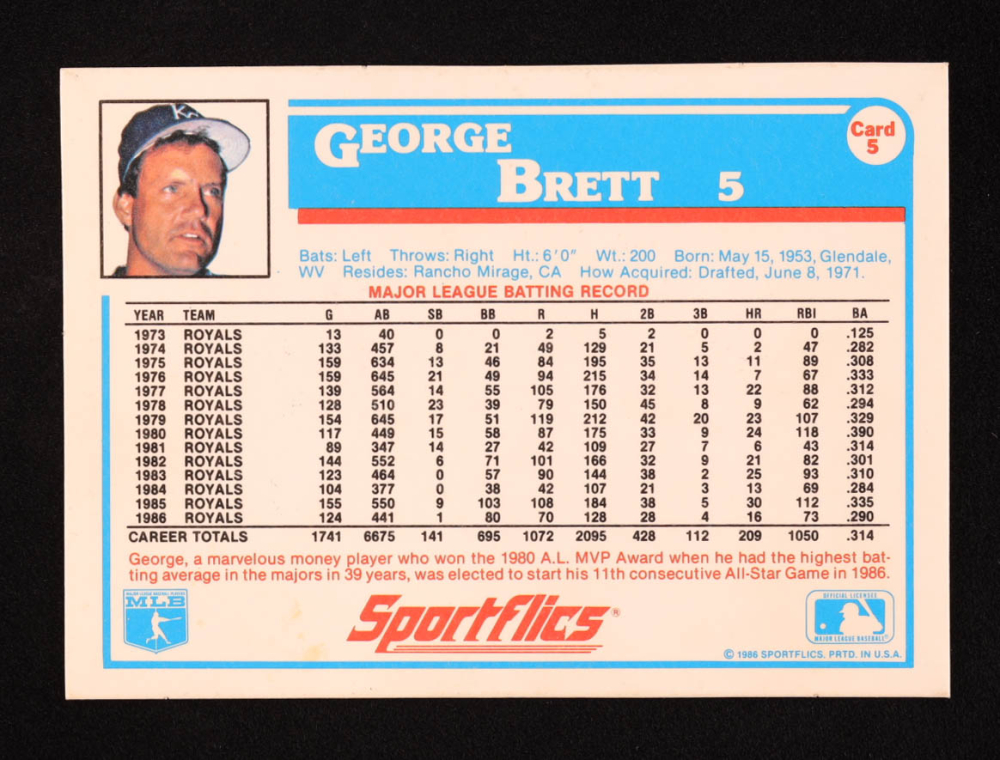 George Brett 1987 Sportflics #5 | Pristine Auction
