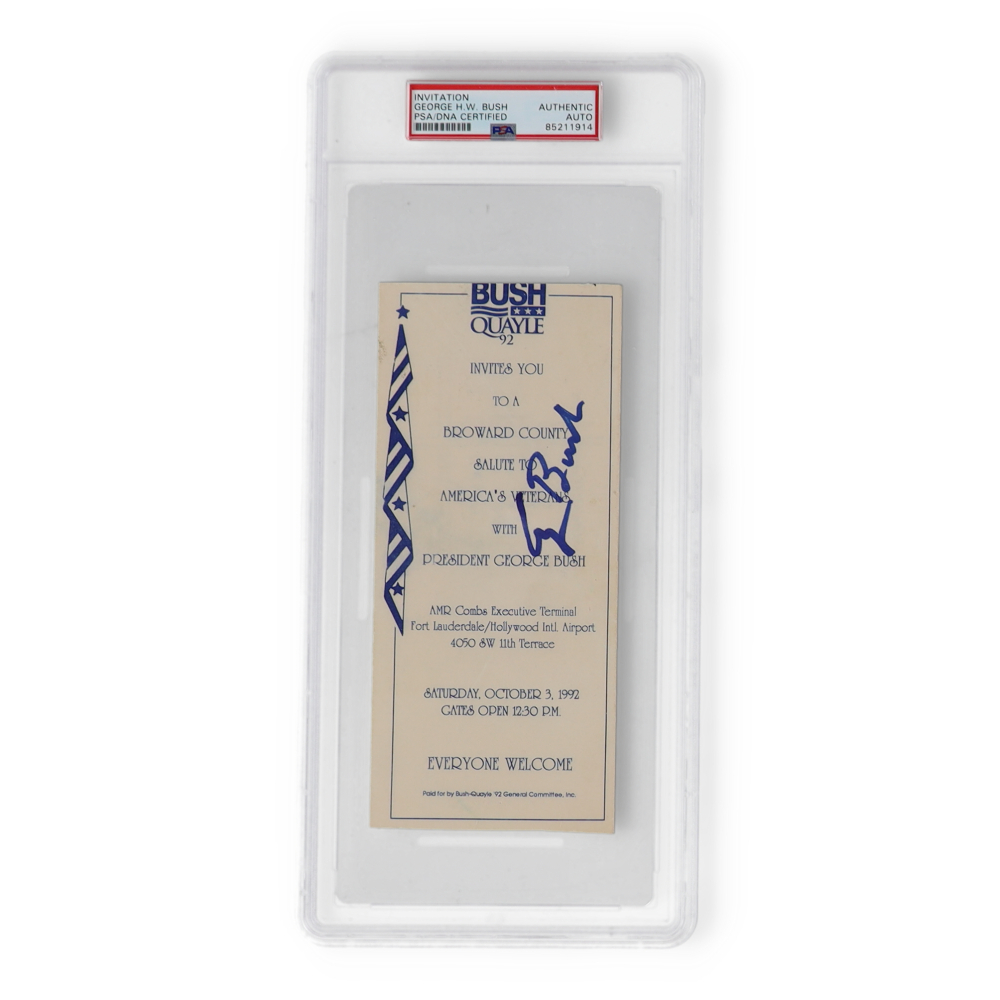 George H. W. Bush Signed 1992 Presidential Election Invitation (PSA ...