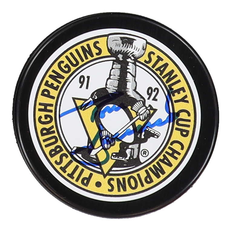 Tom Barrasso Signed Penguins Logo Hockey Puck (COJO) | Pristine Auction
