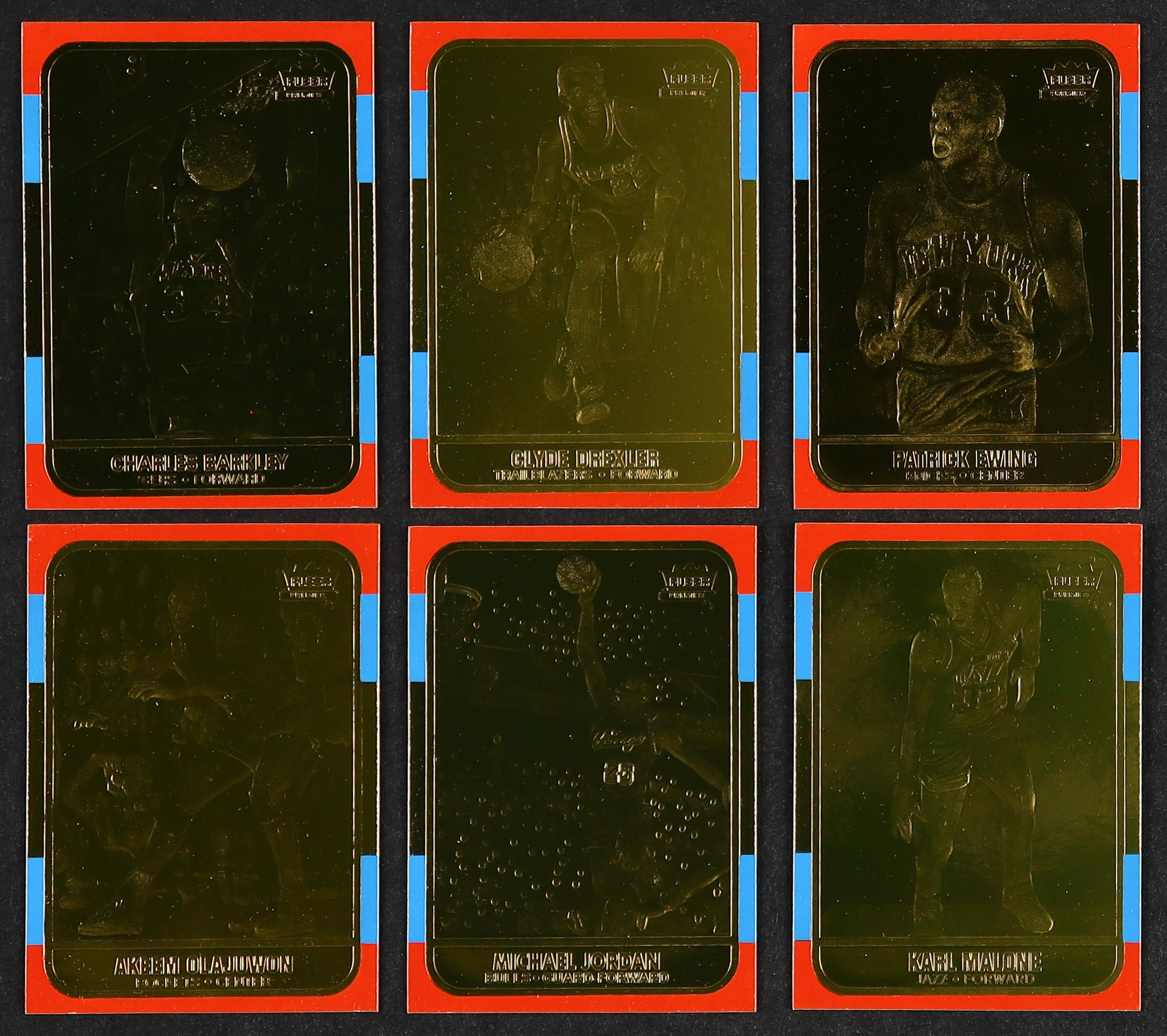 Complete Set of (6) 1997 Fleer Premier 23Kt Gold Cards with Michael ...