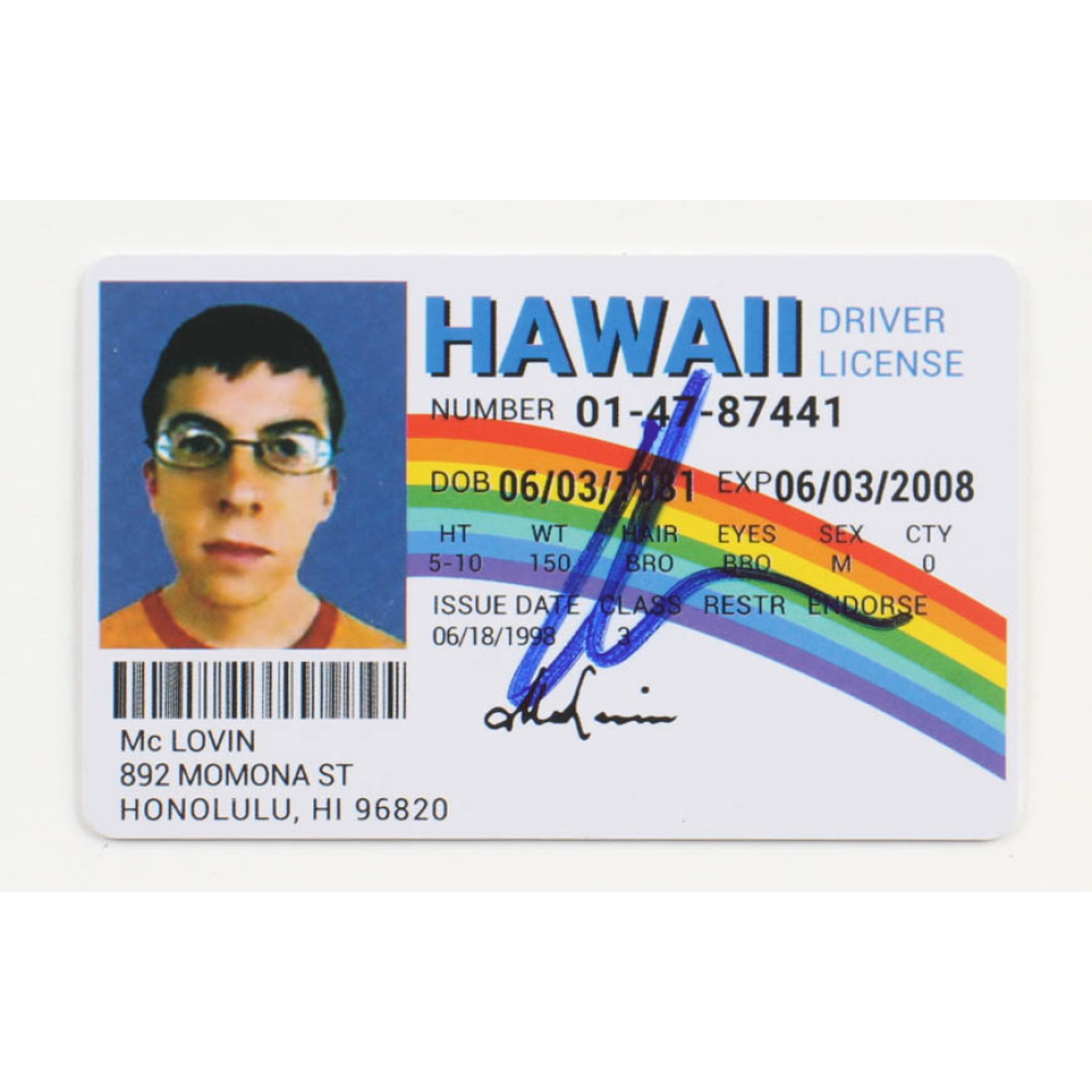Christopher Mintz-Plasse Signed "Superbad" McLovin Drivers License (JSA ...
