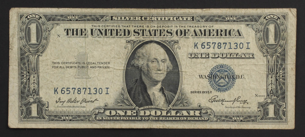 1935 United States Silver Certificate $1 One Dollar Bank Note ...
