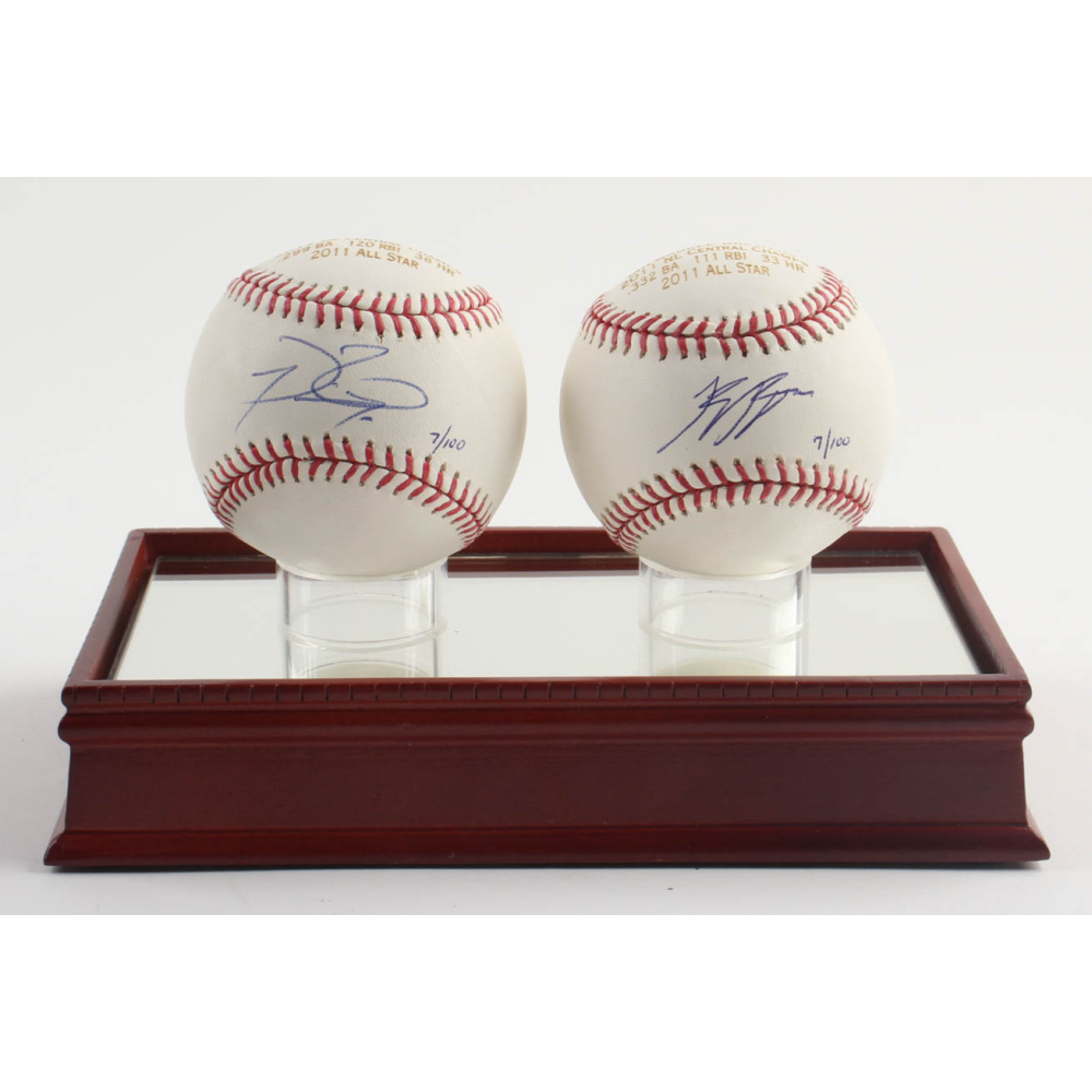 Prince Fielder & Ryan Braun Signed LE Pair of OML Stat Baseballs with ...
