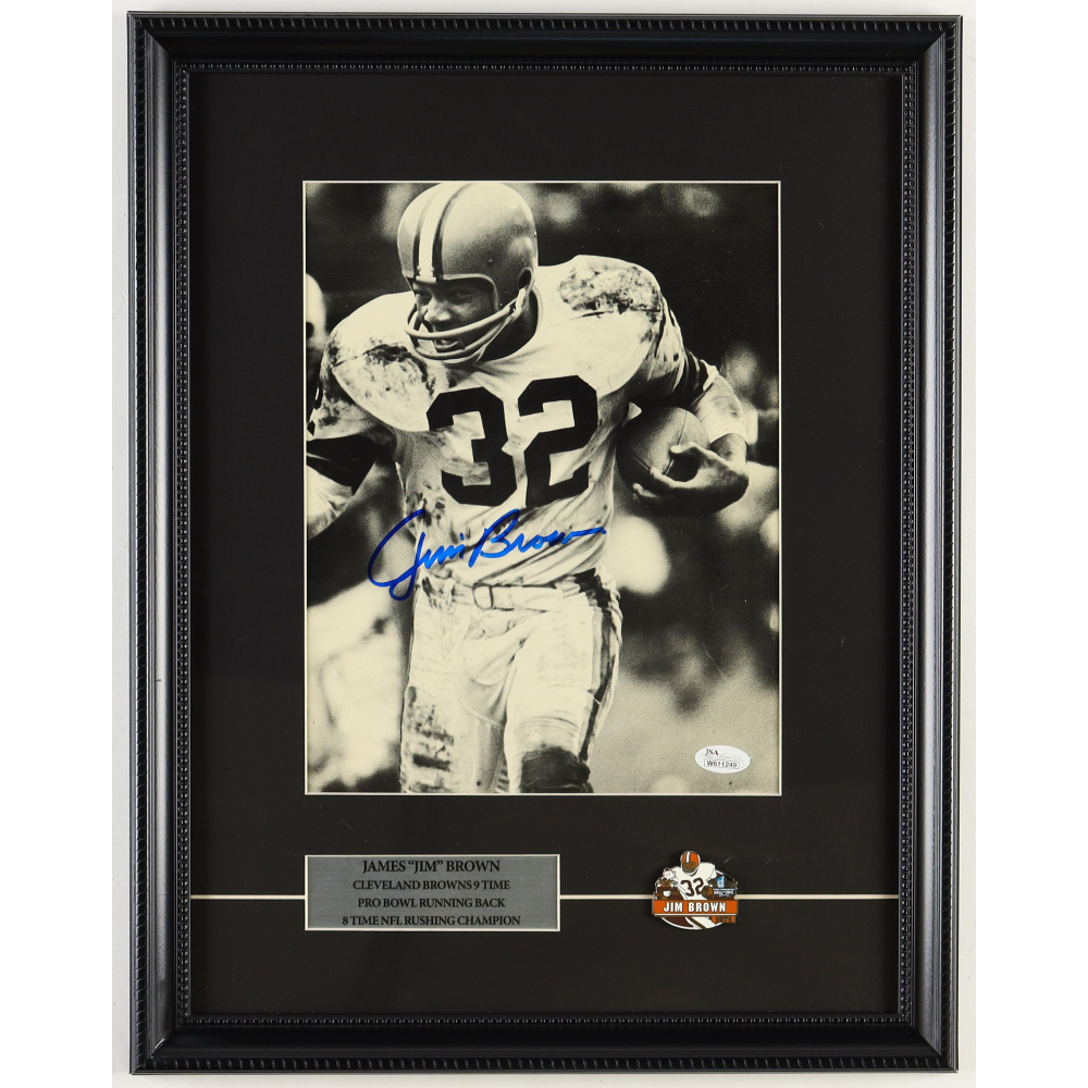 Jim Brown Signed Browns Custom Framed Photo Display with Pin (JSA ...