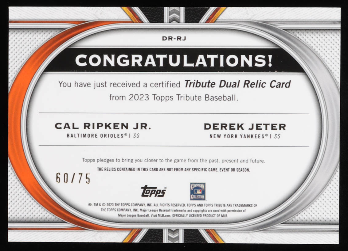 Derek Jeter / Cal Ripken Jr. 2023 Topps Tribute Dual Player Relics Gold ...